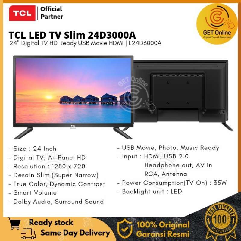 Promo Led Tv Tcl 24 Inch Digital L24d300a Tv Tcl 24inch Digital By Gojek Diskon 7% Di Seller ...