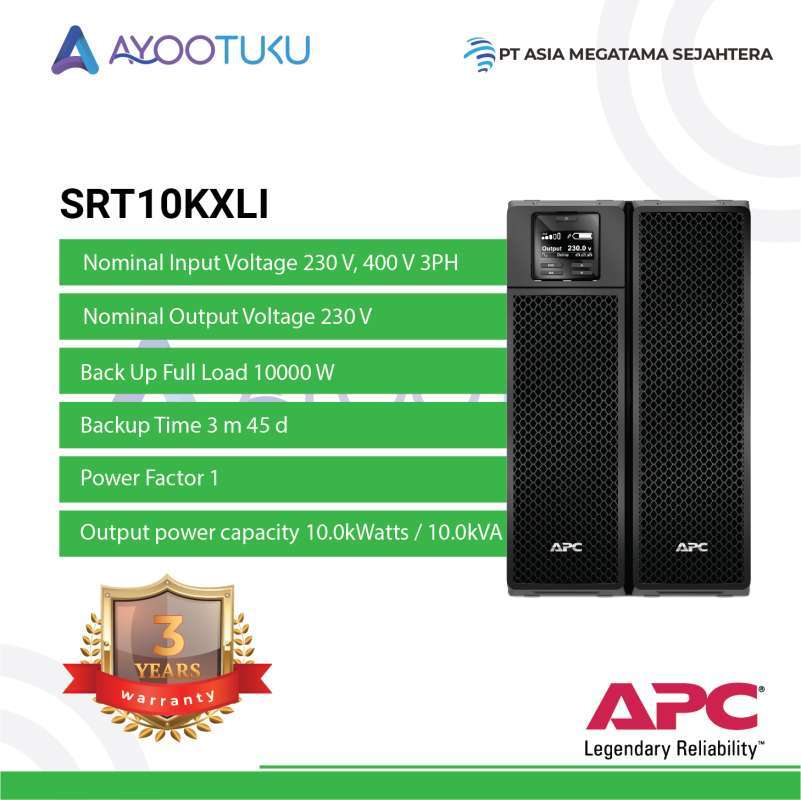 Jual UPS APC SRT10KXLI SMART-UPS SRT 10000VA 230V / UPS 10kva di Seller Radja Network - Cihuni ...