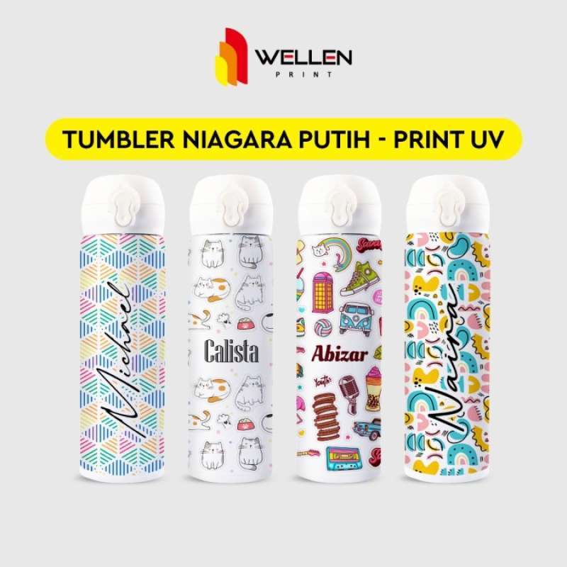 Promo Tumbler niagara putih print custom design nama / souvenir botol ...