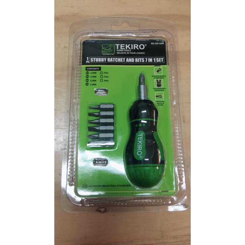 Promo Tekiro OBENG RATCHET STUBBY SET 7 IN 1 TEKIRO STUBBY RATCHET AND ...