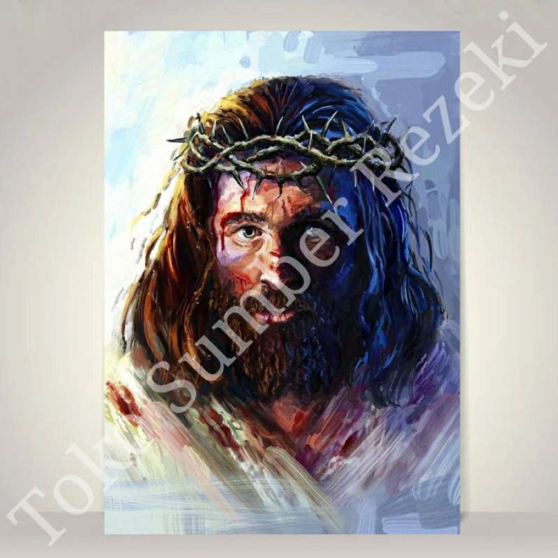 Jual Poster Banner Yesus Tuhan Besar Wajah Muka Ilahi Paper Kanvas ...