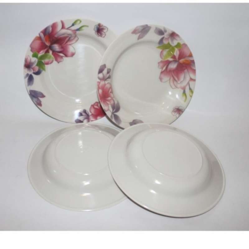 Promo Piring Unica Motif Kembang Bunga 9 Piring Makan Melamin Cekung ...