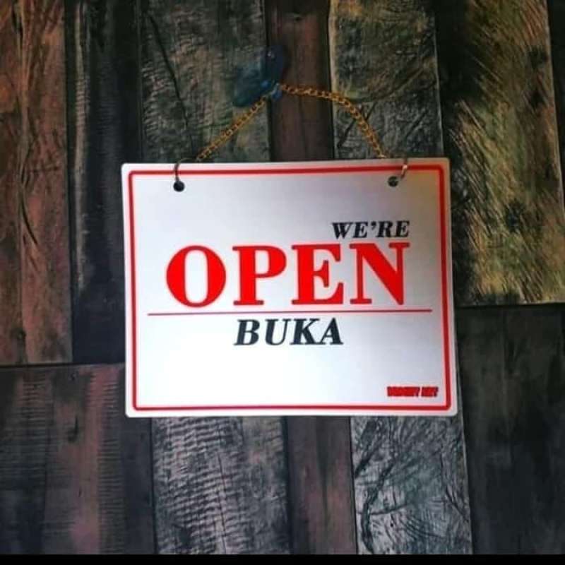 Jual SIGN LABEL K3 RAMBU OPEN N CLOSE BUKA N TUTUP UKURAN 18X28CM di ...