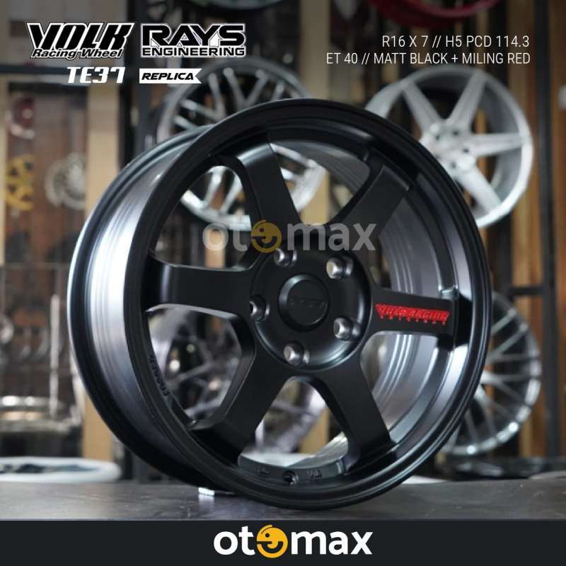 Jual Velg Mobil Volk Rays TE37 Ring 16 Matt Black+Milling Red di Seller ...