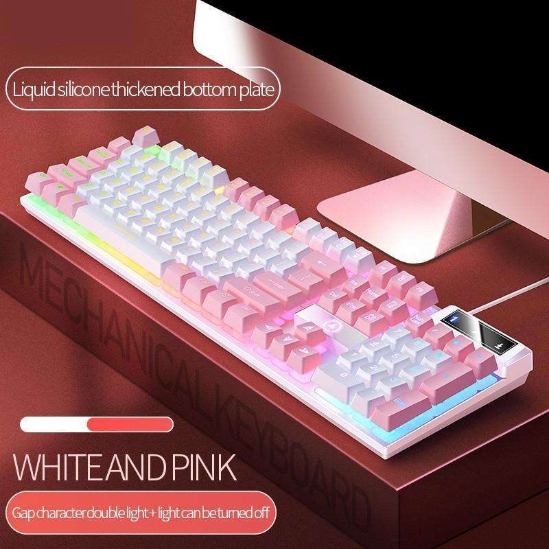 Jual Keyboard Gaming RGB Mechanical Cable Light Keyboard Gaming Pink ...