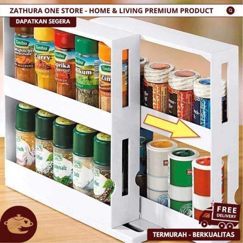 Jual Rak Botol Bumbu Dapur Spice Bottle Storage Rack 2 Layer di Seller ...