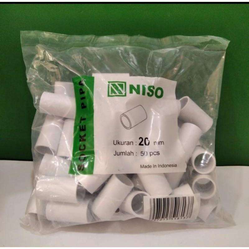 Jual Sok Pipa Listrik Niso Sock Pvc Sambungan Pralon 20mm 1 Pack Isi 100pcs Di Seller ...