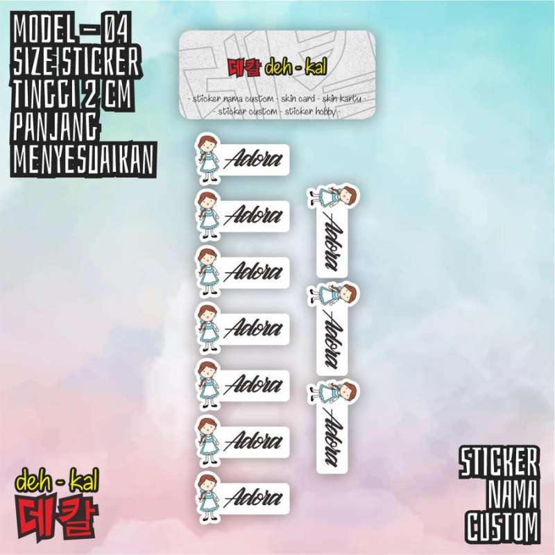 Jual Sticker nama custom 10 pcs. Model - 04. di Seller Tigabelastitik ...