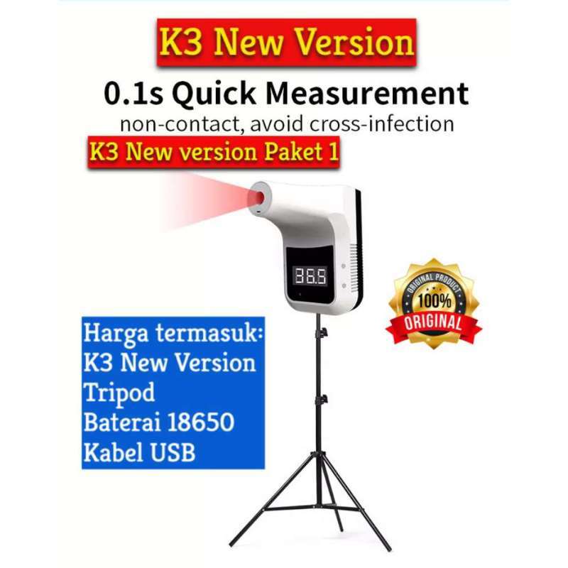 Jual K3 Automatic Infrared Thermometer Forehead include Tripod - K3 ...