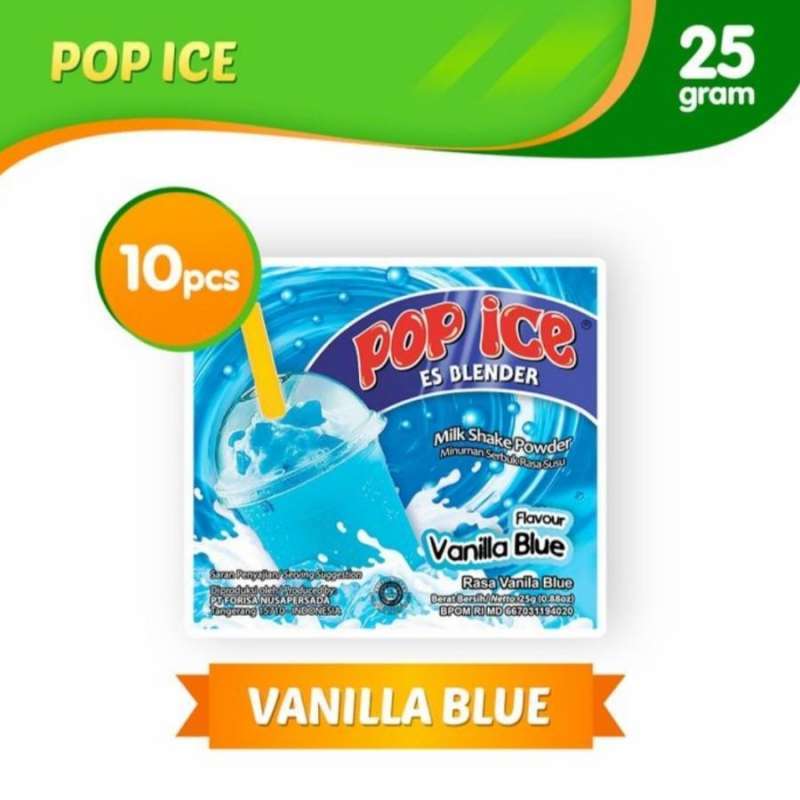 Jual Pop Ice Es Blender Vanilla Vanila Blue Renceng 10 Pcs Sachet ...