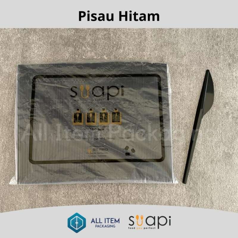 Jual Pisau Suapi Hitam / Pisau Makan Plastik / Knife @100 Pcs di Seller ...