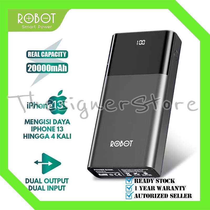 Promo ROBOT RT22 Powerbank 20000mah Dual Port Input & Output Led ...