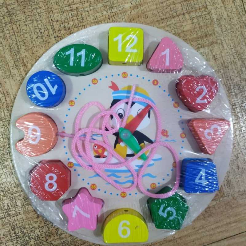 Promo Mainan Edukasi Kayu Puzzle Jam Ronce Wooden Digital Clock Beads ...