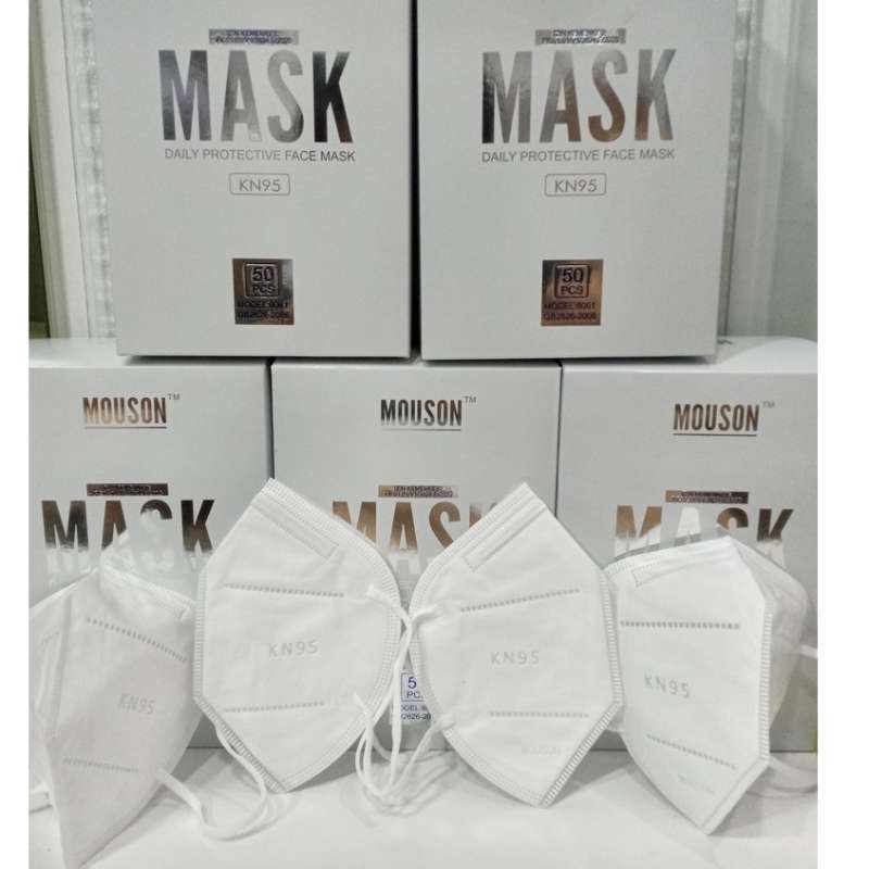 Jual Masker KN95 MOUSON isi 50 ada logo dan Tali elastis IZIN KEMENKES ...