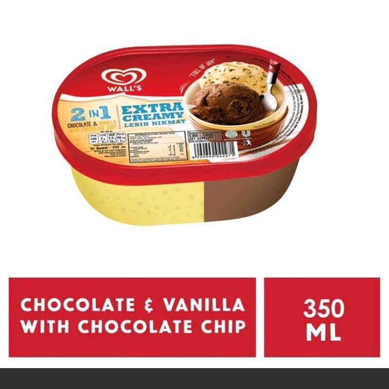 Jual Wall's 2in1 vanilla choco chips 350ml -- ice cream Wall's di ...