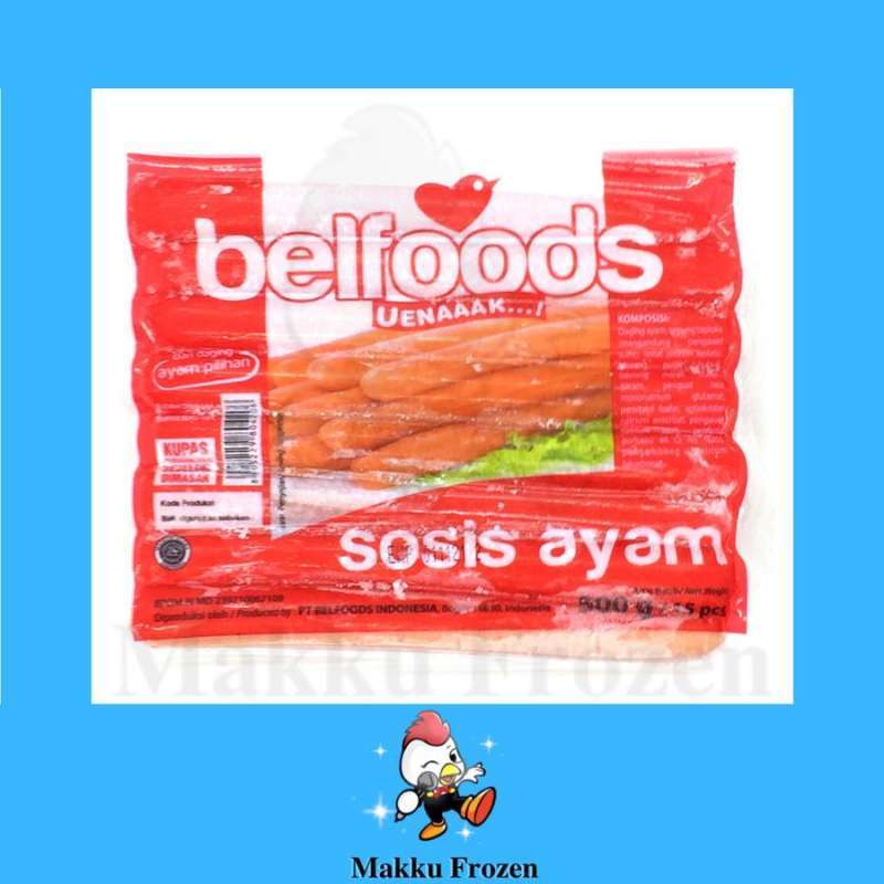 Jual Belfoods uenak sosis ayam 500gr (15 biji) Makanan Beku Halal Enak ...