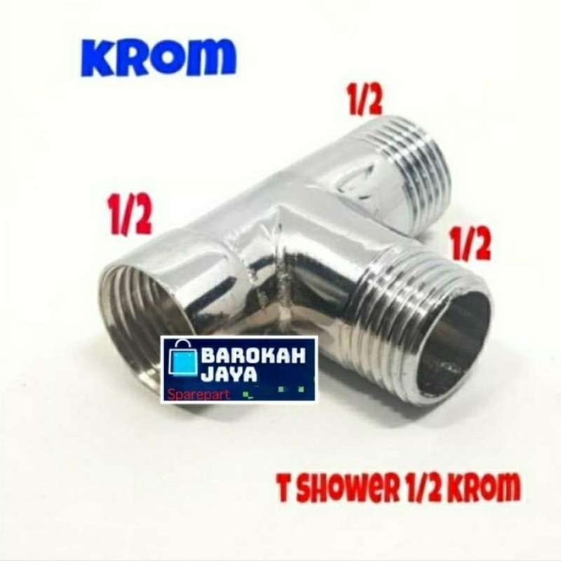 Jual Indogo Keni T Shower 1/2 KROM/Sambungan Pipa Air 1/2 Inchi/Keran ...
