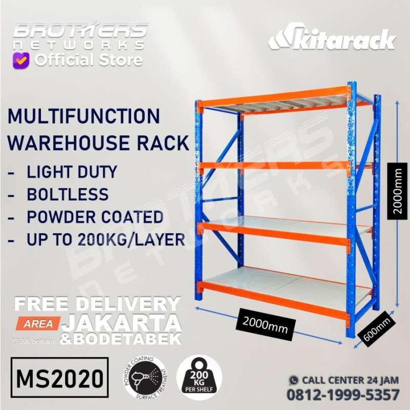 Jual Warehouse Rack Kitarack Ms2020 2 Meter Rak Gudang Light Duty 4 ...