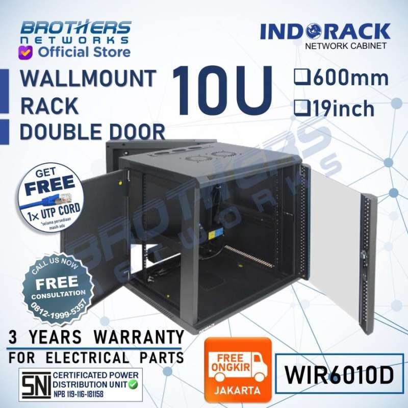 Jual WALLMOUNT INDORACK WIR6010D 10U 600MM - DOUBLE DOOR WALL RACK MOUNT di Seller ...