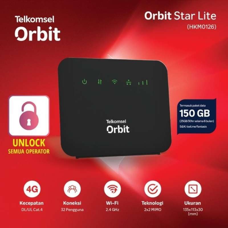 Jual MODEM ROUTER WIFI ORBIT STAR LITE HKM0126 FREE TELKOMSEL 50GB ...