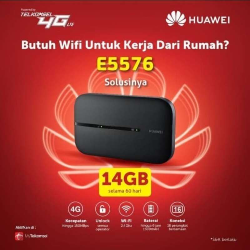 Jual Huawei Modem Wifi E5576-606 + Telkomsel 14 Gb Di Seller Cv. Max ...