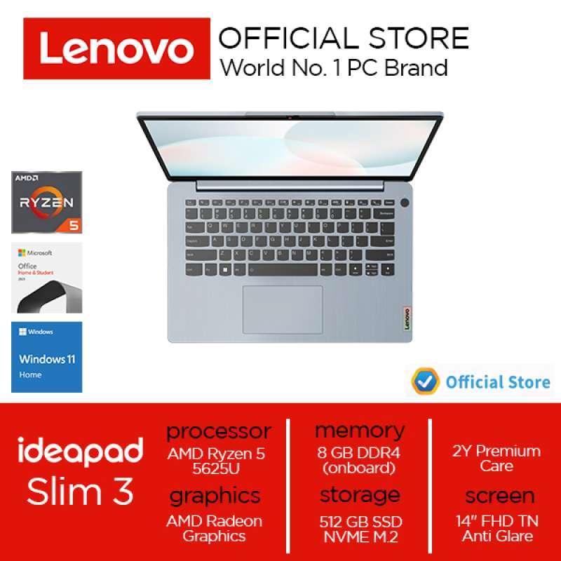Promo Lenovo IdeaPad Slim3 14ABA7 Ryzen 5 5625U 8GB 512GB SSD Win 11 OHS - Upgrade To 16GB Misty ...