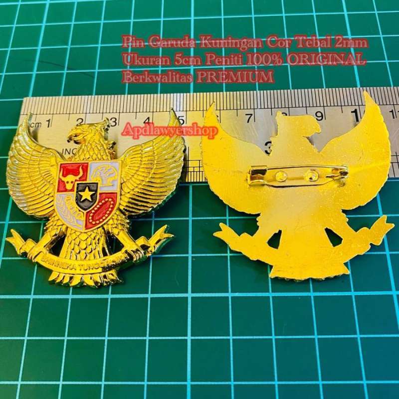 Jual pin bross burung garuda full kuningan emas mengkilap cor 5cm di ...