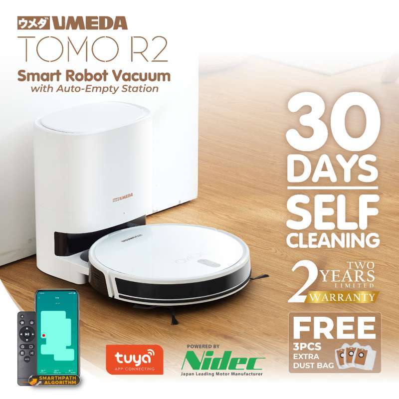 Promo Umeda Tomo R2 Robot Vacuum Cleaner Mop + Auto Empty Station (sapu ...