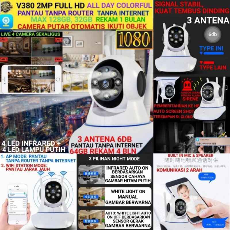 Promo V380 Pro Ip Camera 3Mp Fhd 1080P All Day Colorful Xiaomi Cctv ...