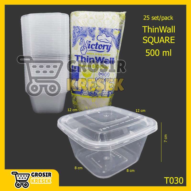 Promo T030 Thinwall Victory Square 500 ml isi 25 set Kotak Makan ...