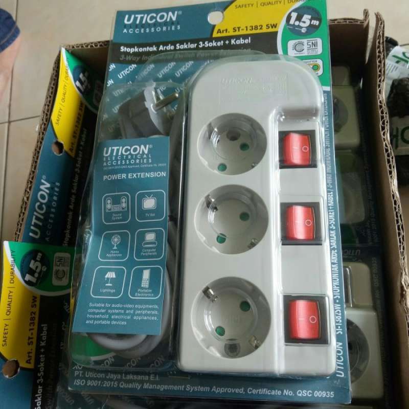 Promo Stop Kontak Uticon St-1382sw (3way Individual Switch Power ...