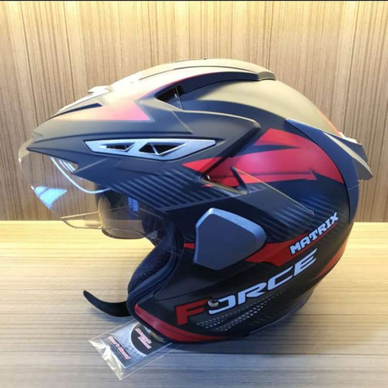 Promo Helm Half Face Dewasa Double Visor Anti Pecah SNI Matrix Black ...