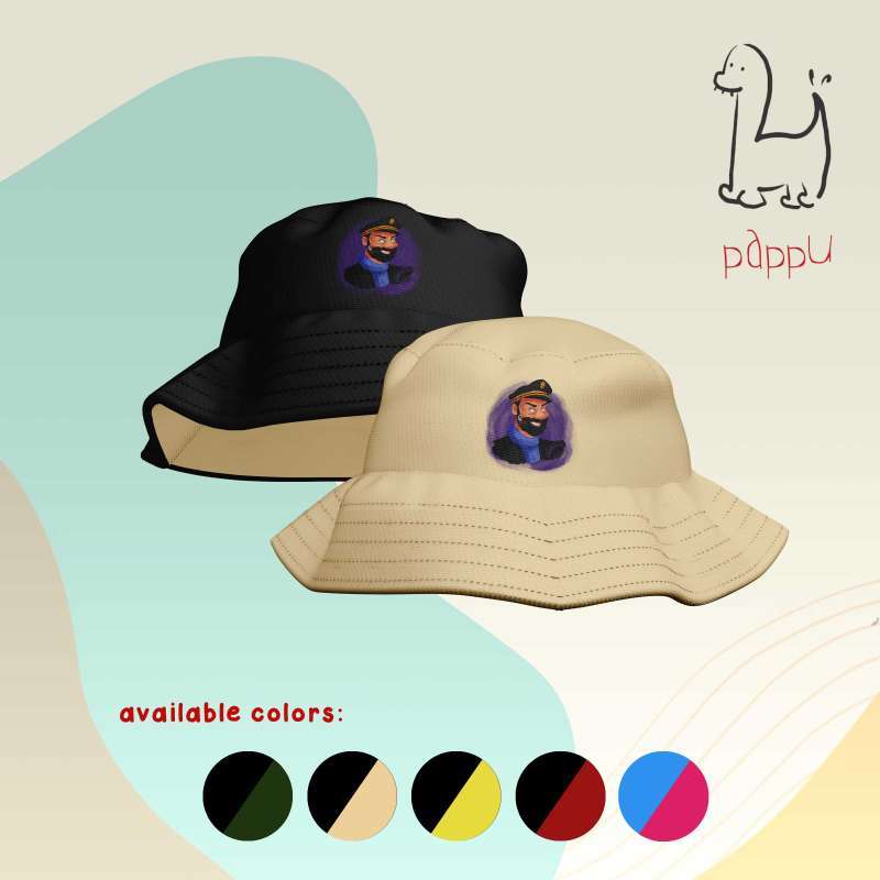 Jual T/160 Topi Bucket Hat Anak 2 Warna Captain Haddock Tintin Kids ...