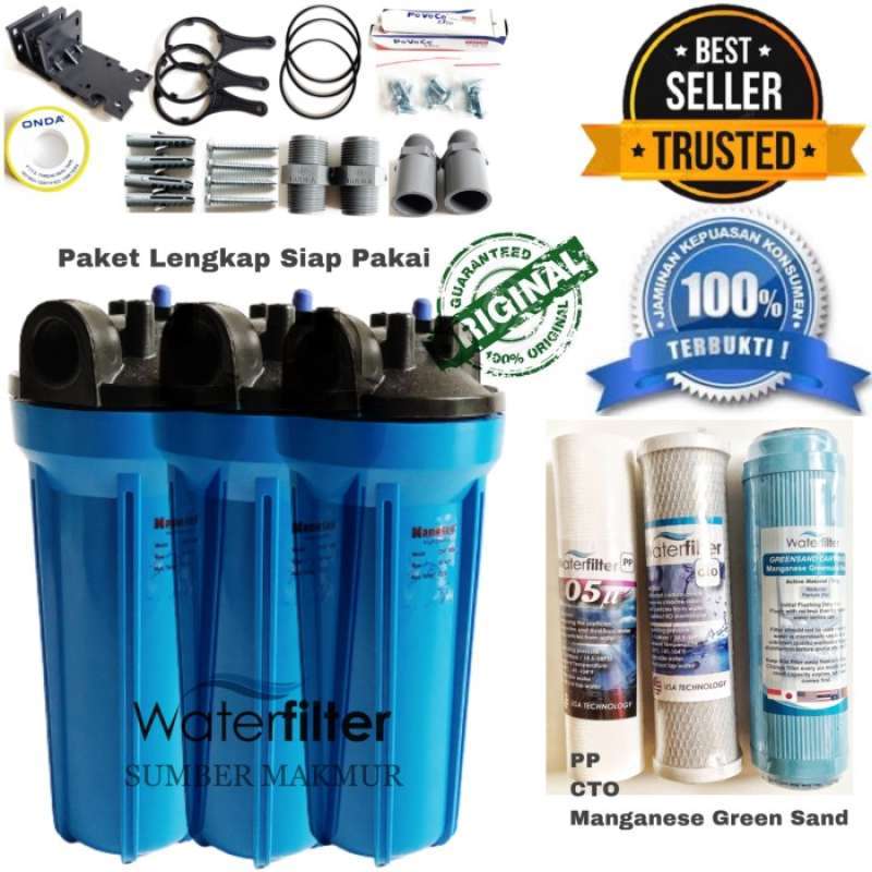 Promo Paket Filter Air Sumur 3 Housing Blue Zat Besi Diskon 13% di ...