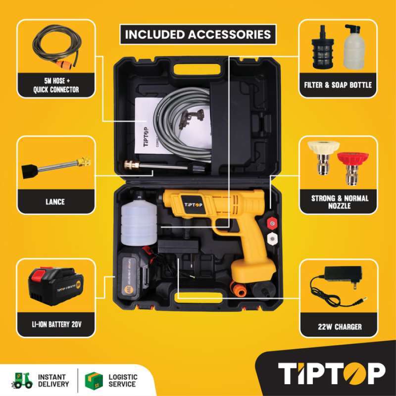 Jual Diskonn Tip Top Cordless High Pressure Washer Jet Cleaner 20v