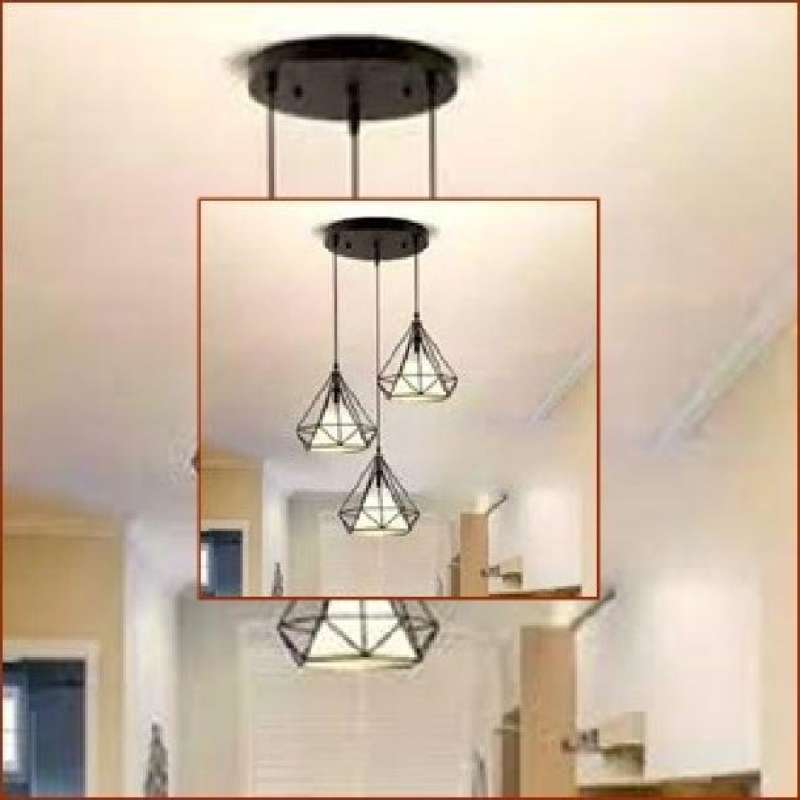 Jual Kap Lampu Gantung Besi Diamond Industrial Design Hias Minimalis ...