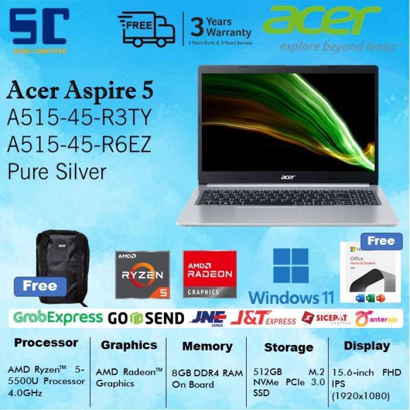 Promo Acer Aspire 5 A515-45-R3TY AMD R5-5500U/8GB/512GB/Win11+OHS2021 ...