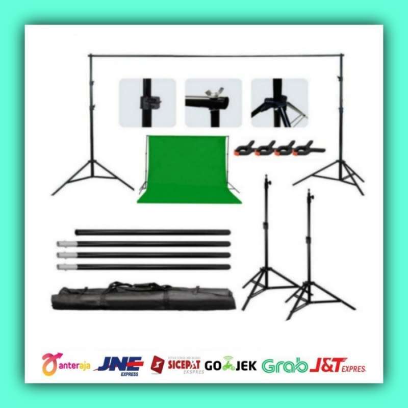 Promo Background Stand Green Screen Kain 3 X 6 Meter Stand 2,5 X 3 ...