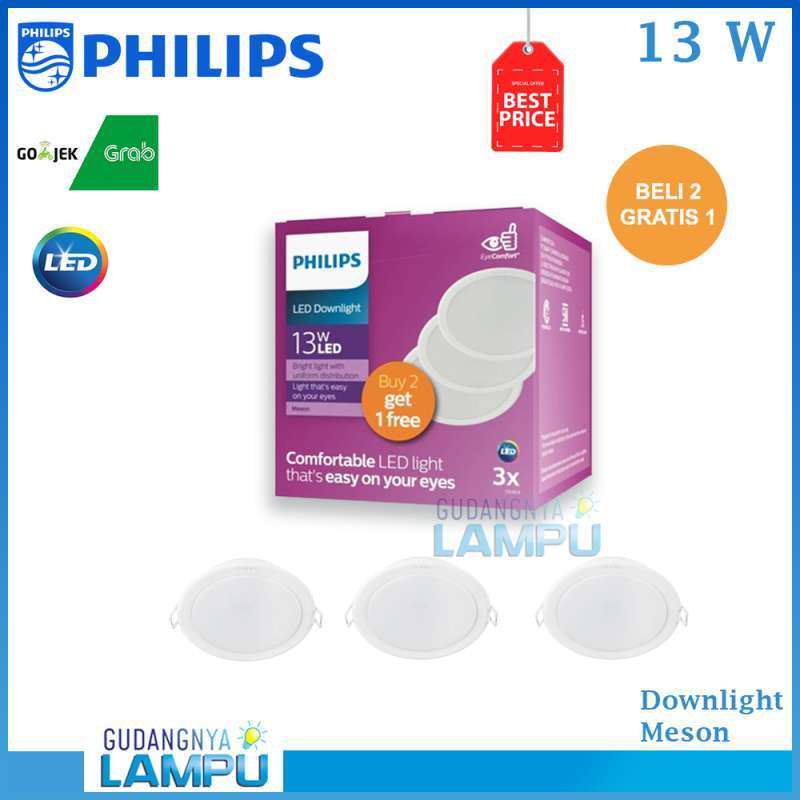 Promo PHILIPS Led Downlight Multipack Meson 13 Watt Putih 6500K 13W 13W Diskon 5% di Seller ...