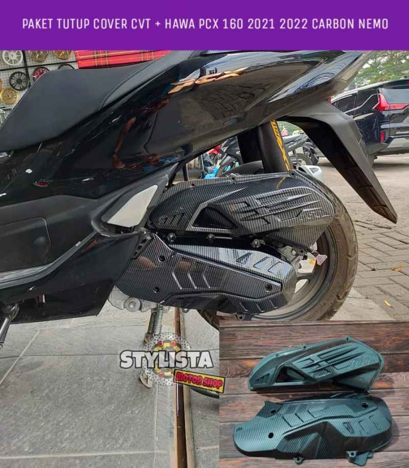 Jual PAKET COVER HAWA CVT PCX 160 2021 2022 CARBON NEMO TUTUP BAK CVT ...