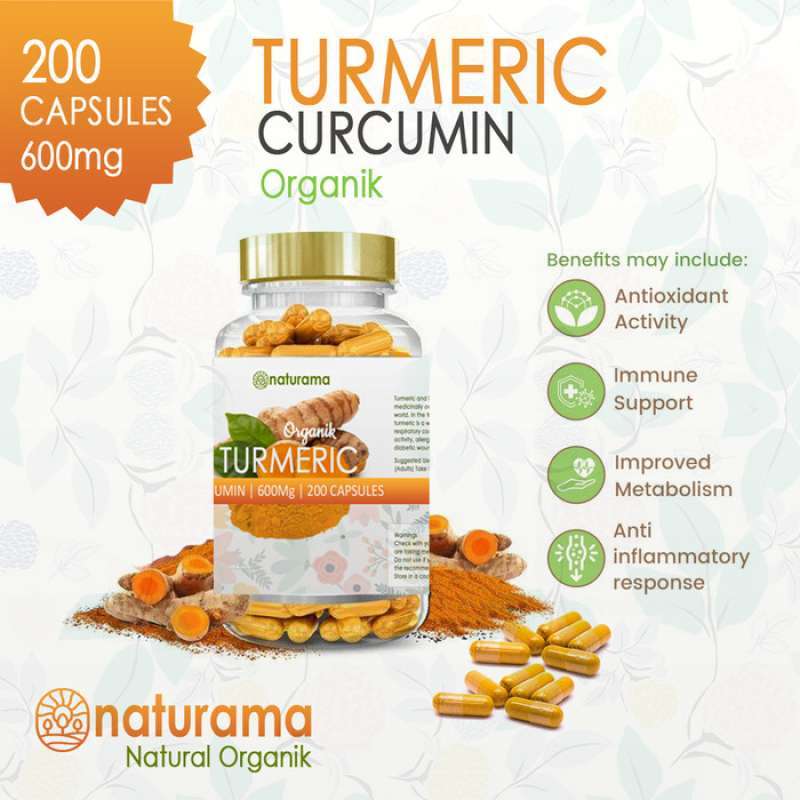 Promo Turmeric Curcumin Organic 200 Kapsul Naturama Kapsul Kunyit ...