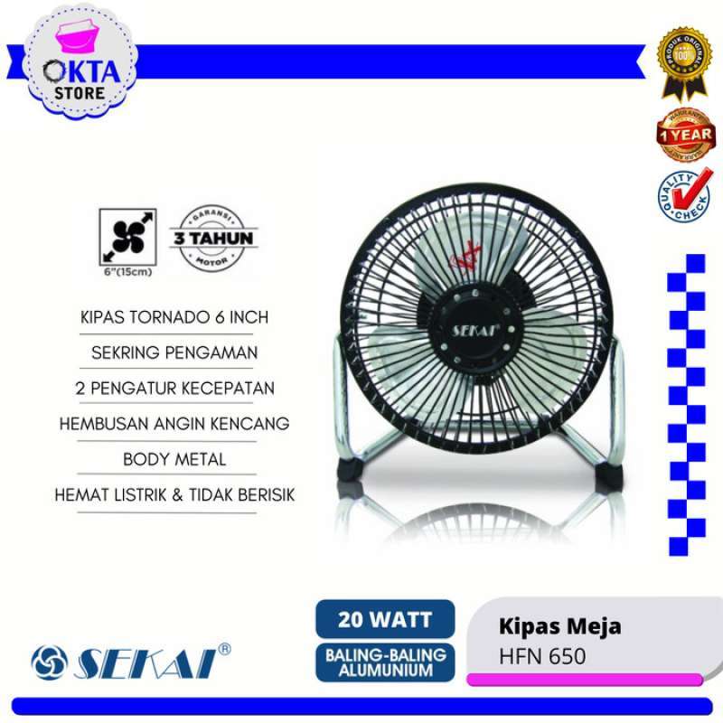 Jual Sekai Kipas Angin Meja 6 Inci HFN 650 Hitam di Seller MMT Garko ...