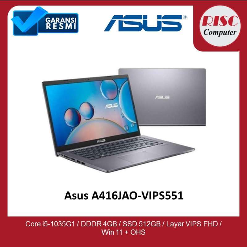 Jual Asus A416JAO-VIPS551 [ Intel Core i5-1035G1 / DDDR 4GB / SSD 512GB ...