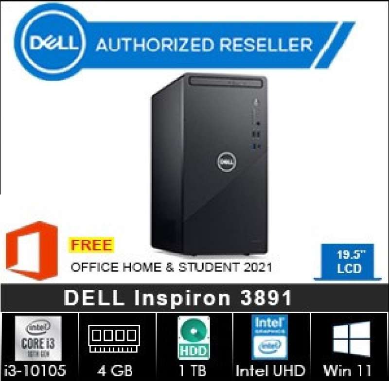 Jual DELL Inspiron 3891 (i3-10105/4GB/1TB HDD/Win11 + OHS) LCD 19.5 di ...