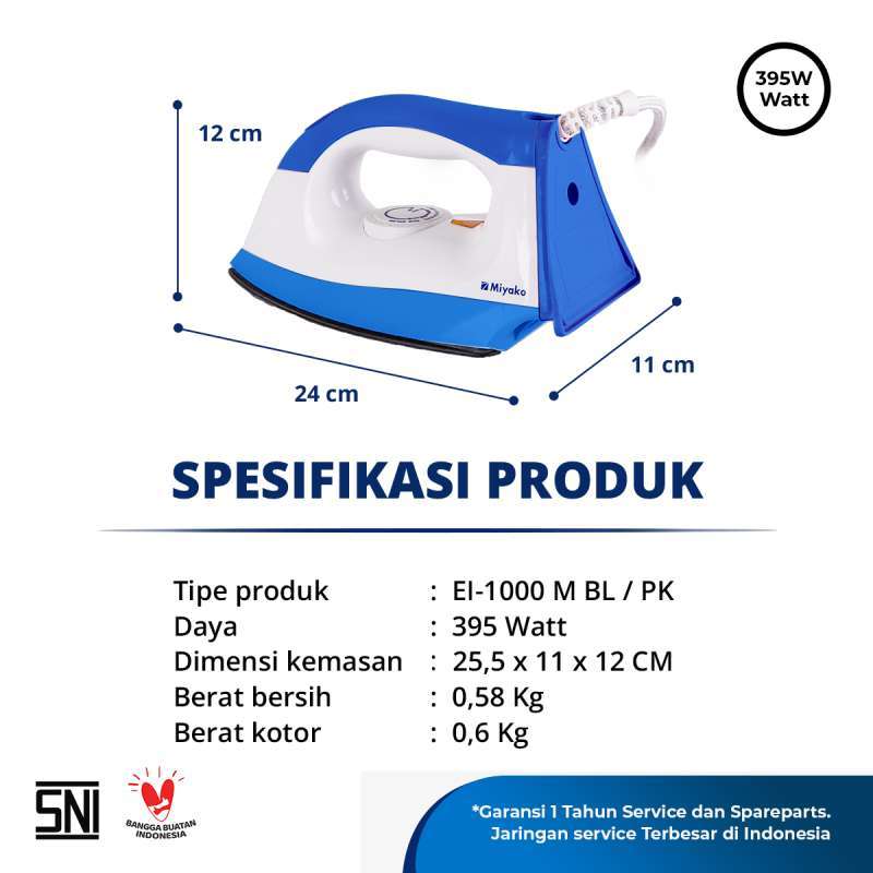 Promo MIYAKO EI-1000 M Setrika Listrik Putih Biru Diskon 11% di Seller ...