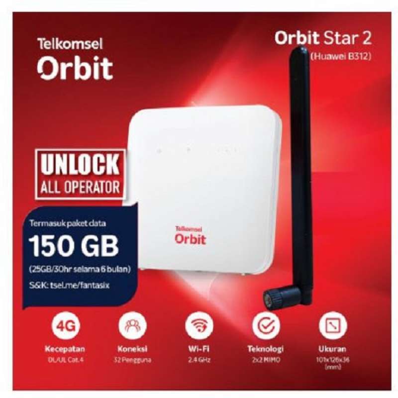 Promo Modem Wifi Home Router Orbit Star 2 Huawei B312 Unlock Free 150Gb ...