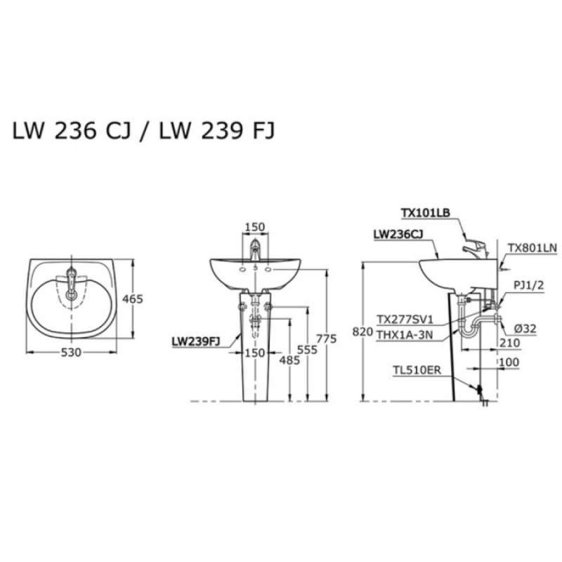 Promo Kaki Wastafel Toto Lw 239 Fjw/F / Pedestal Toto Lw 239 Fj White Diskon 10% di Seller Toko ...