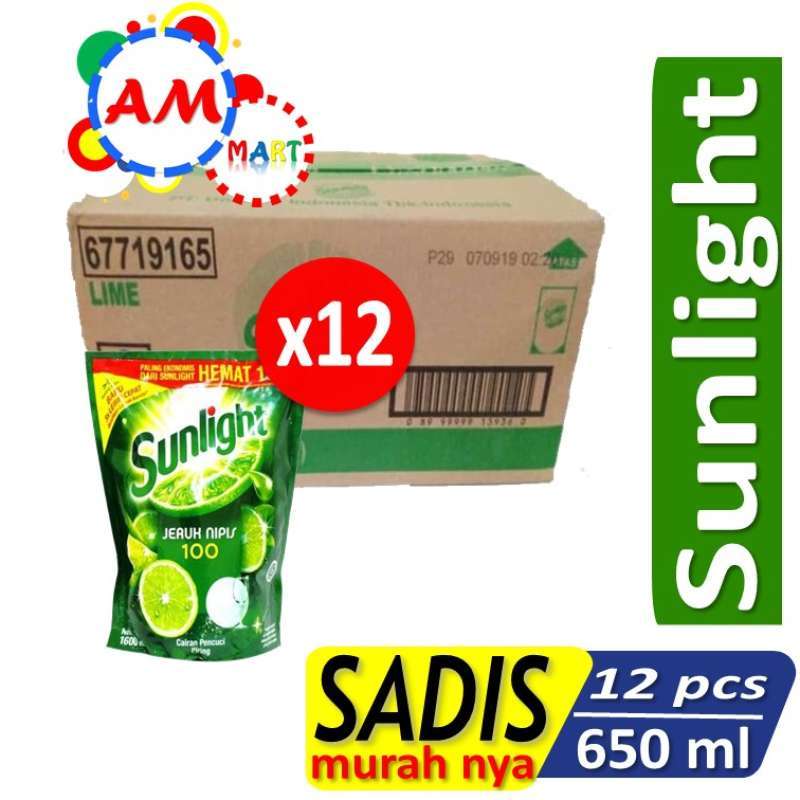 Jual SUNLIGHT Kartonan - Jeruk nipis sabun cuci piring cair[Refill/ 650 mL/12 Pcs] di Seller ...