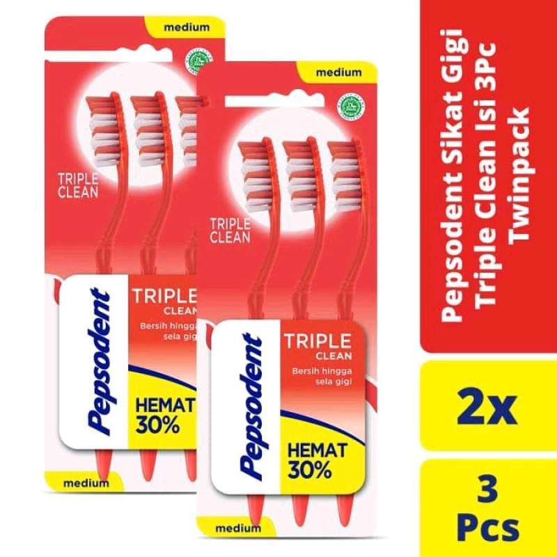 Jual Pepsodent Sikat Gigi Triple Clean Isi 3Pc TwinPack di Seller ...