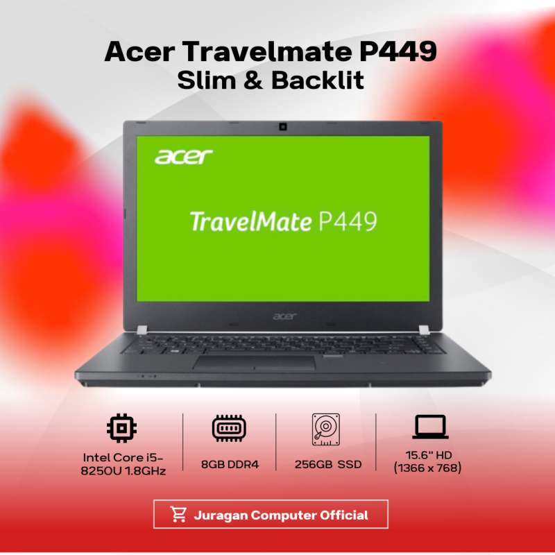 Promo Acer Travelmate P449 8GB RAM/256GB SSD Core i5-8250U (Gen-8) 1.8GHz Diskon 15% di Seller ...